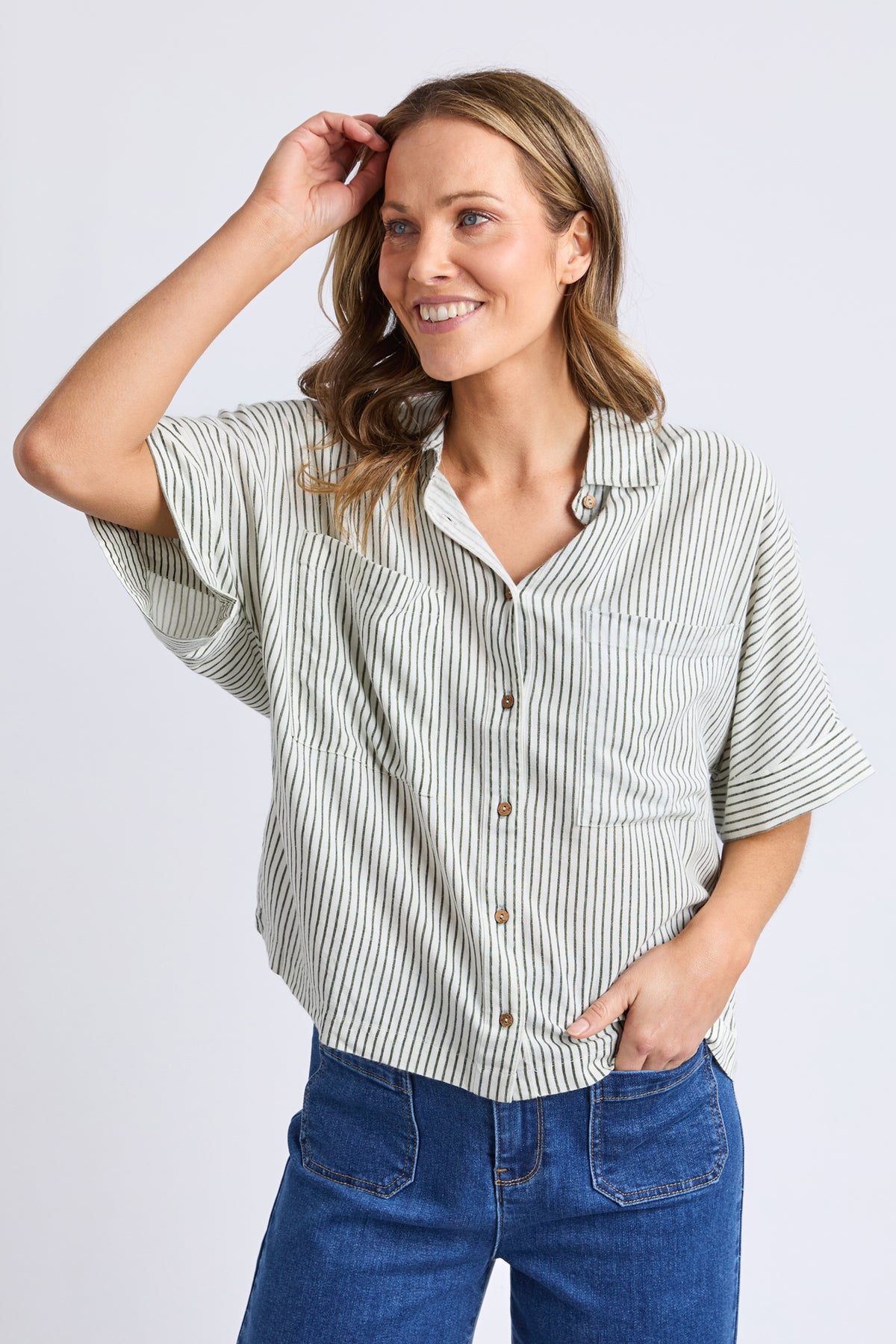 Ruth Ss Shirt Basil Stripe – Elm Lifestyle