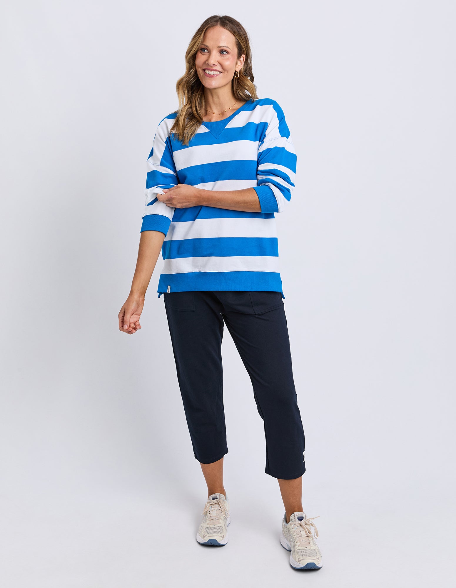 Billie Block Stripe Crew Royal Blue/White Str – Elm Lifestyle